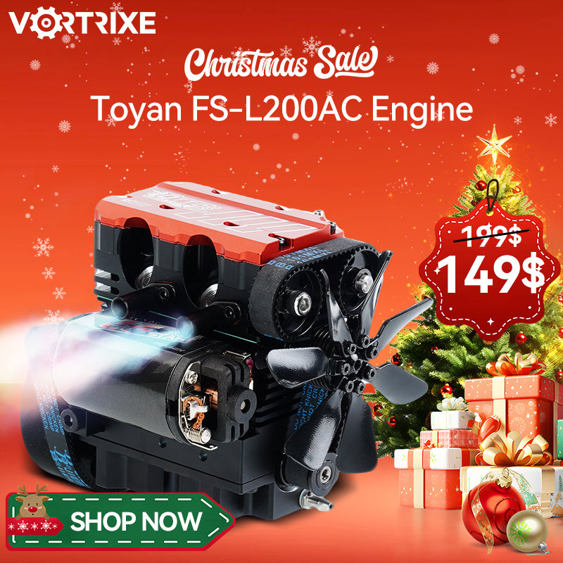 VORTRIXE & TOYAN FS-L200AC Engine 2 Cylinder 4 Stroke Engine Model Kit ...