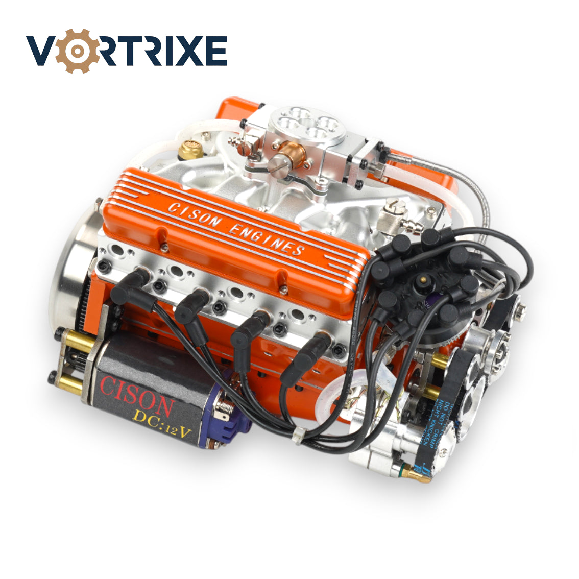 VORTRIXE & CISON 1/6 4-Stroke 44cc Water-Cooled Gasoline OHV V8 Engine ...