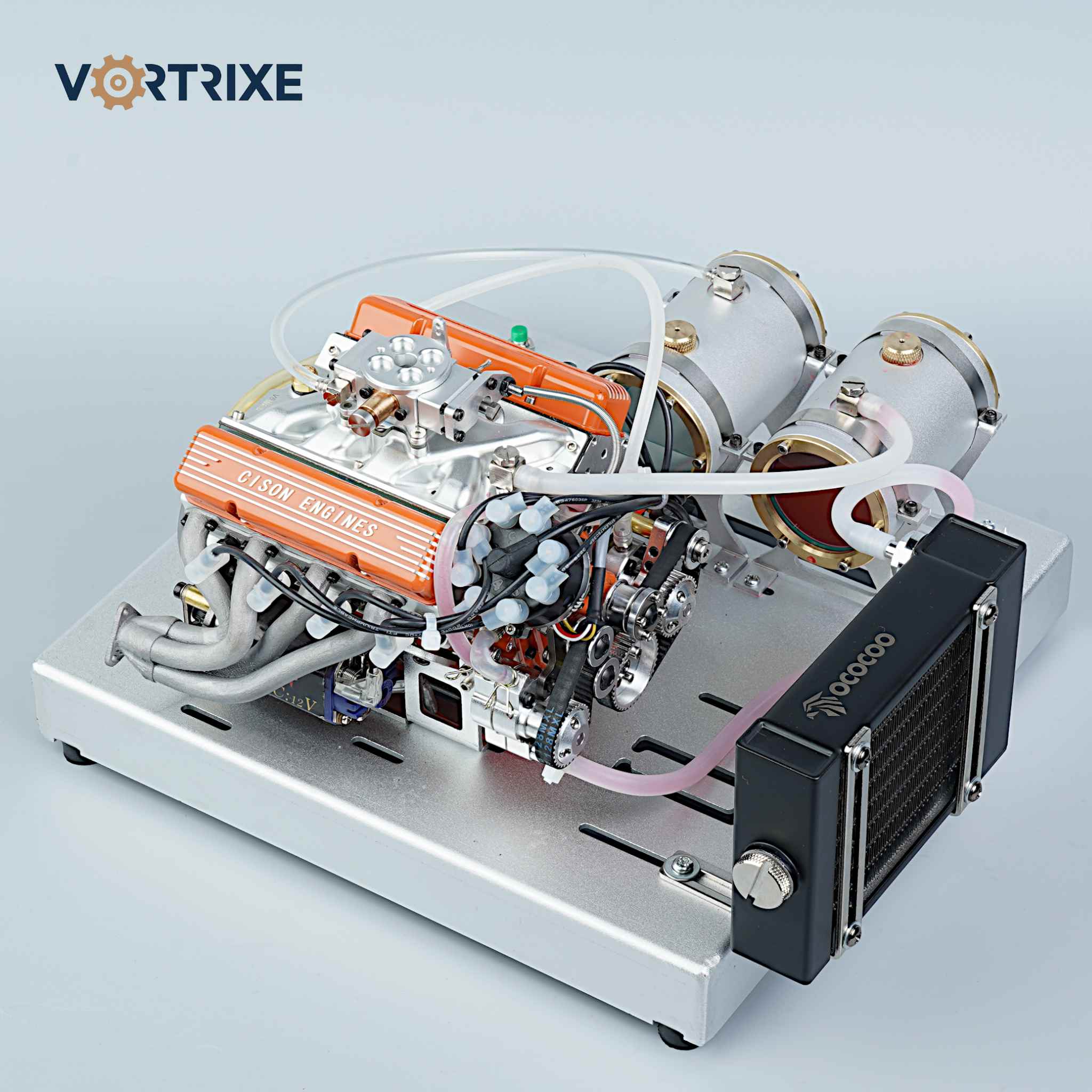 VORTRIXE & CISON 1/6 4-Stroke 44cc Water-Cooled Gasoline OHV V8 Engine ...