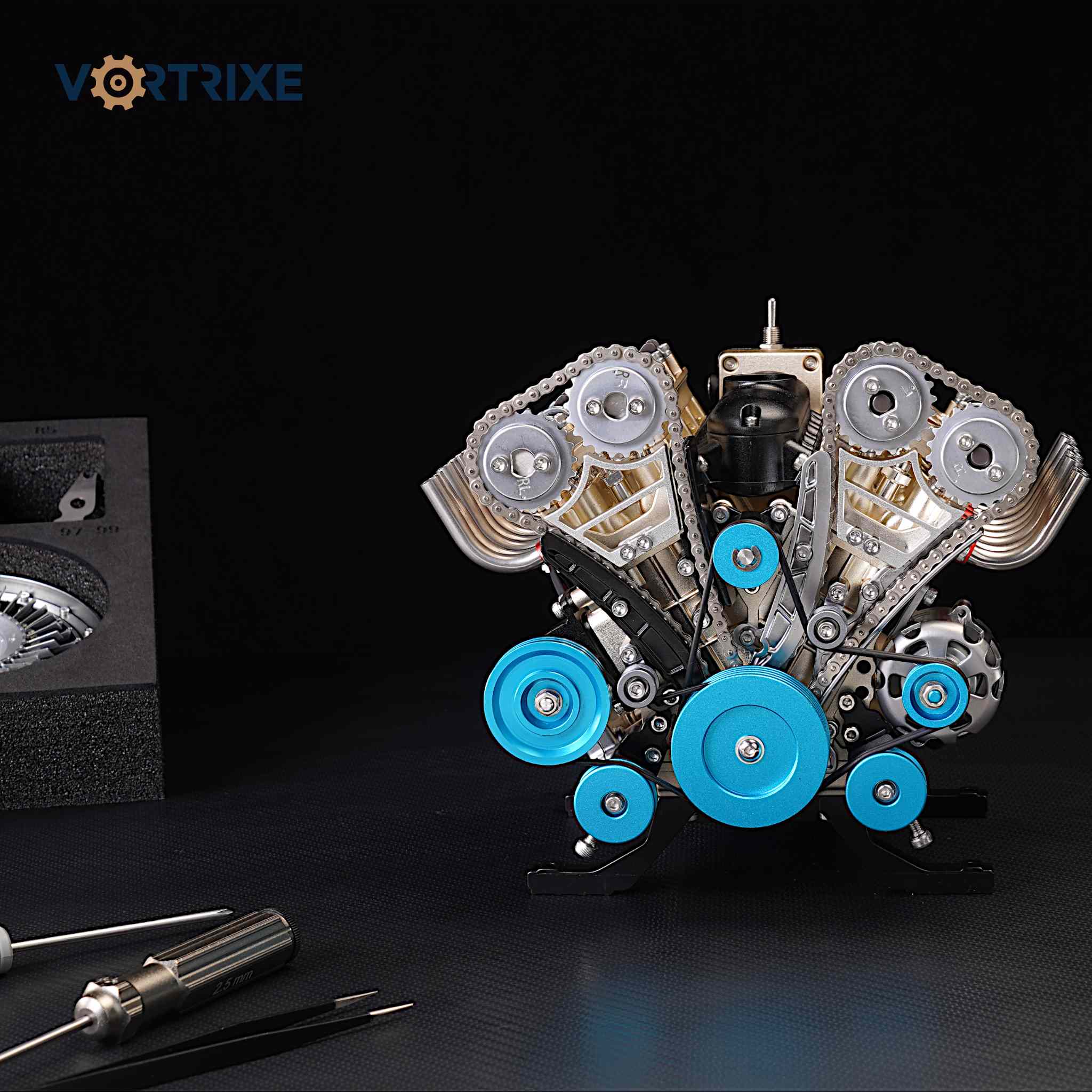 VORTRIXE & TECHING V8 Engine Metal Assembly DIY Model Kit – Vortrixe