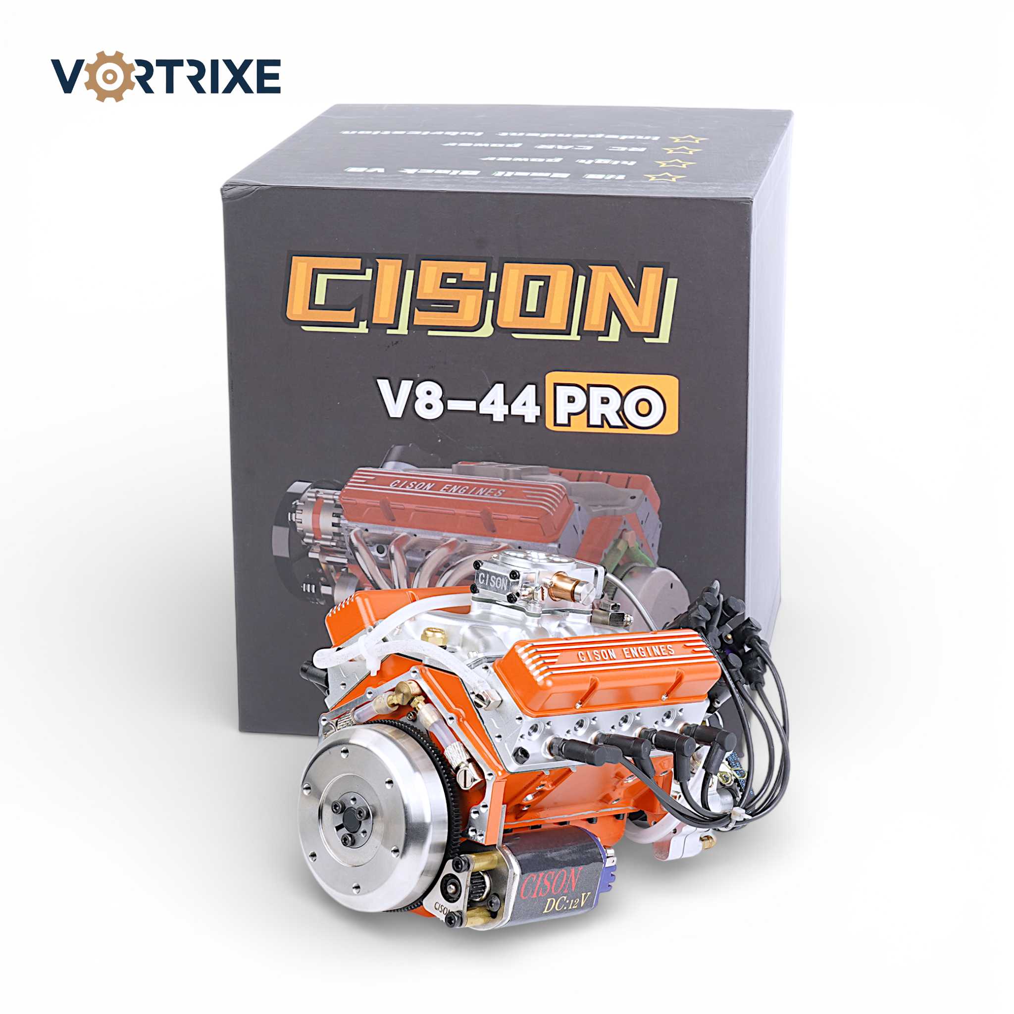 VORTRIXE & CISON 1/6 4-Stroke 44cc Water-Cooled Gasoline OHV V8 Engine ...